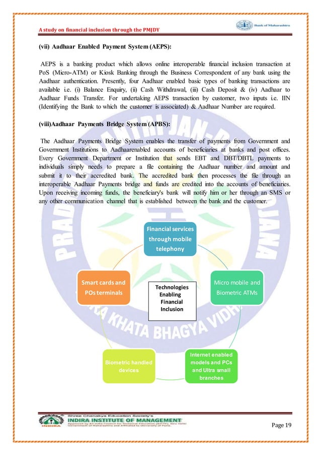 project report on financial inclusion through the pradhan mantri jan ...