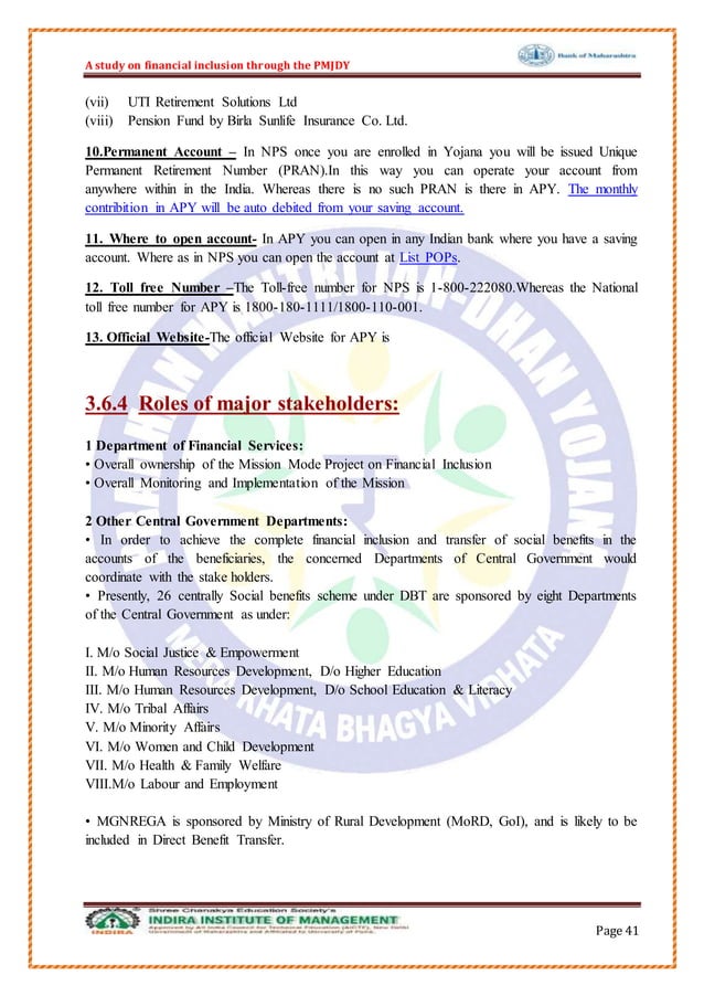 project report on financial inclusion through the pradhan mantri jan ...