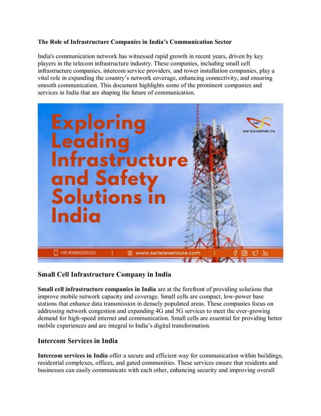 Telecom Infrastructure Solutions Across India | PDF