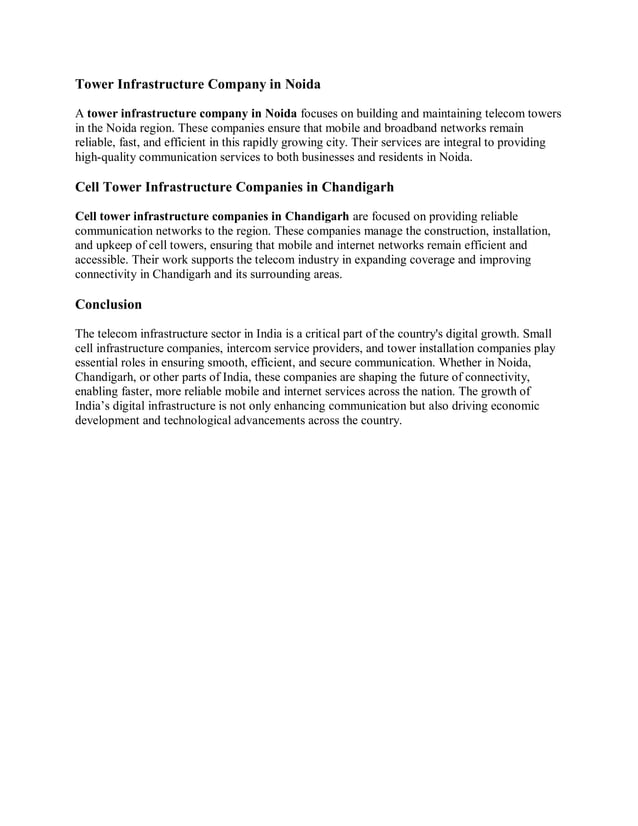 Telecom Infrastructure Solutions Across India Pdf