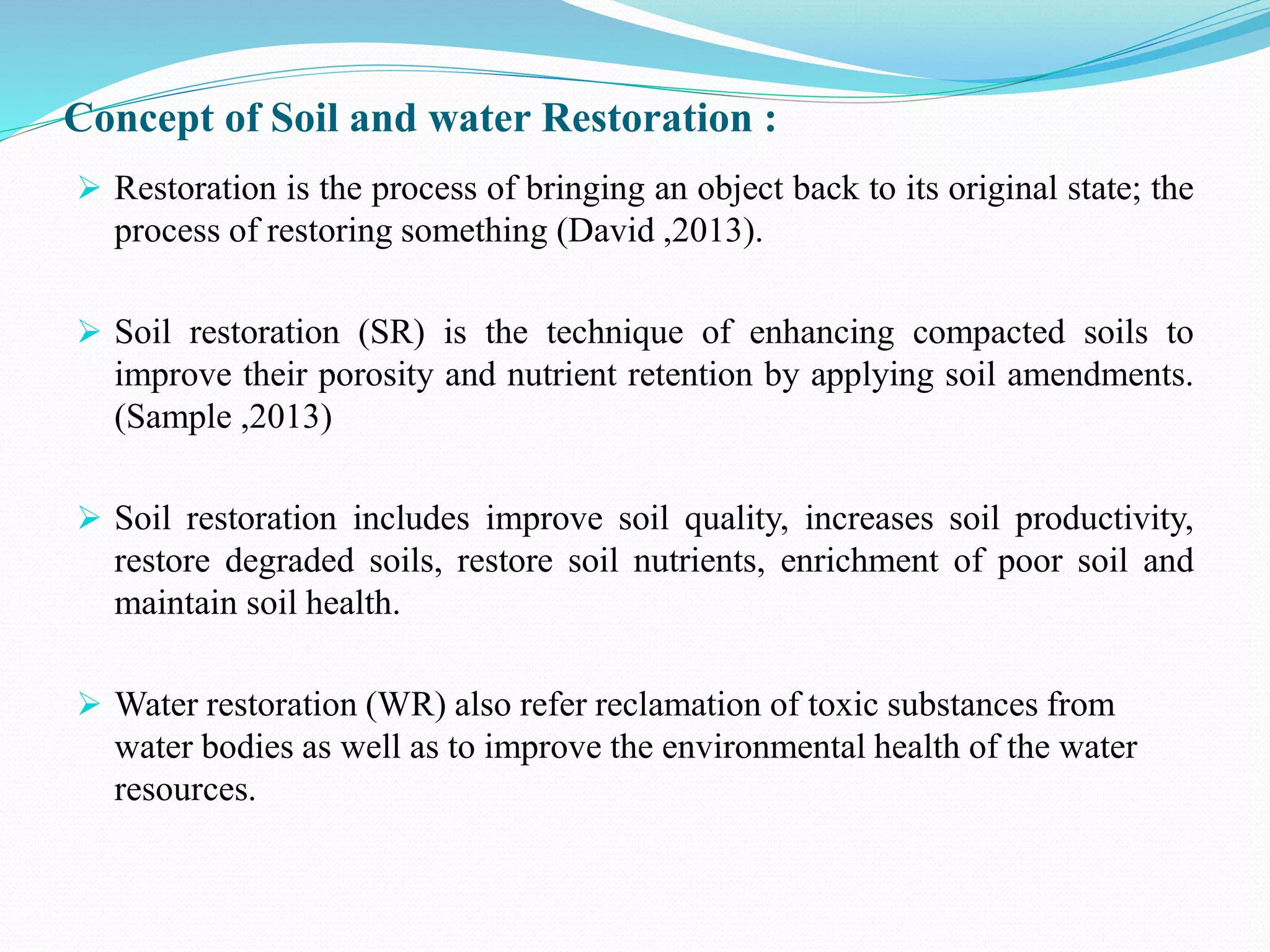 Restoring Soil And Water Resources By Judicious Management Of ...
