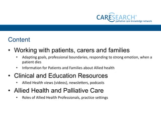 An online Allied Health Palliative Care Resource | PDF