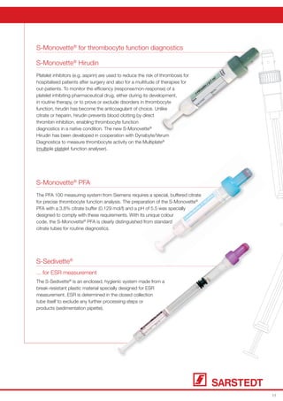 Toma de muestra sanguínea con Sarstedt | PDF