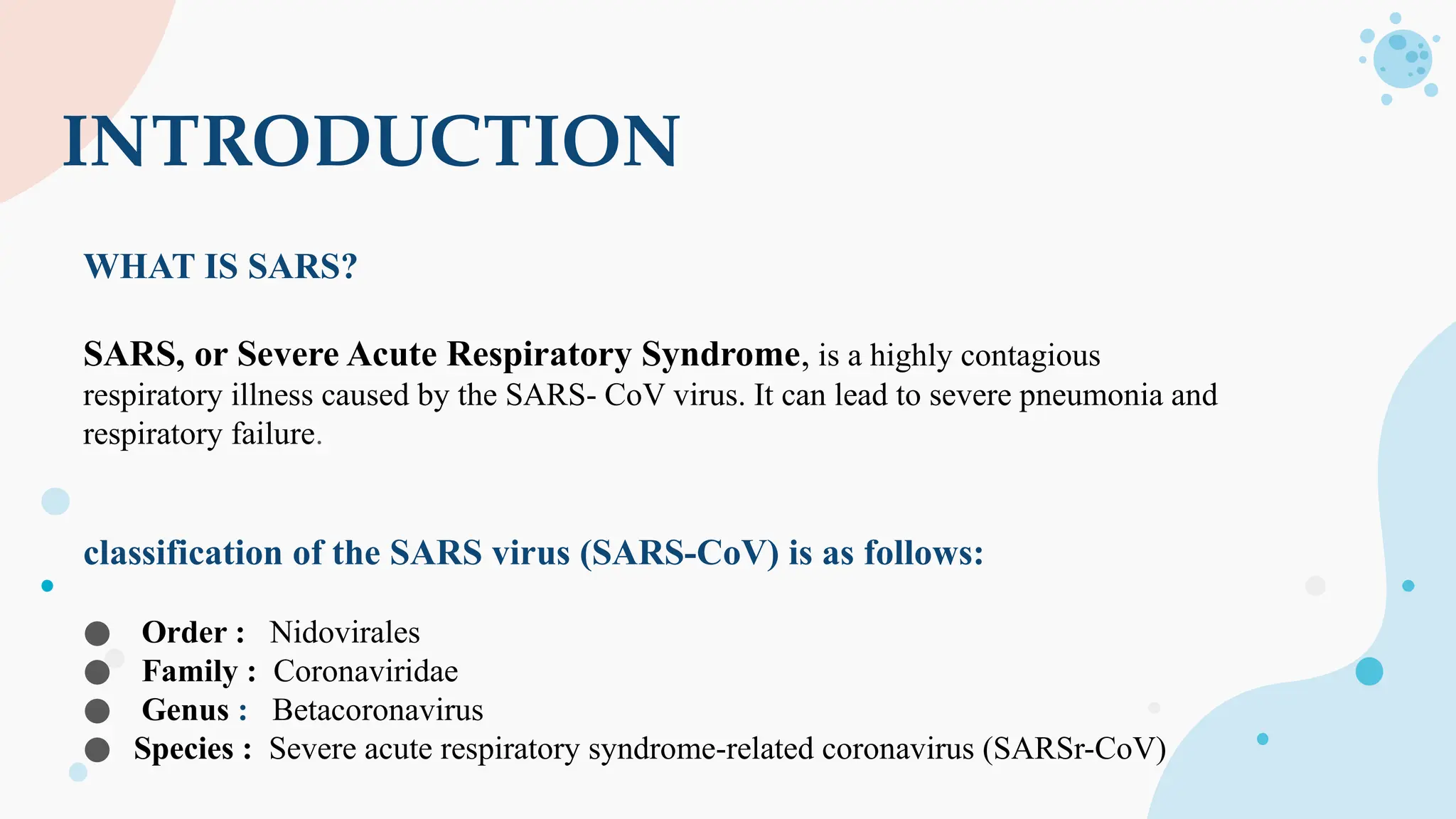 sars virus ( severe acute respiratory syndrome). | PPTX