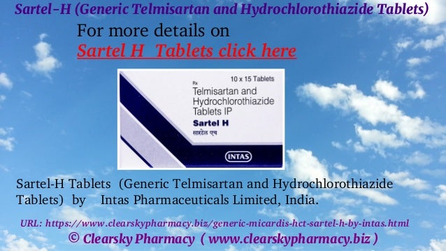 Sartel H Tablets (Generic Telmisartan and Hydrochlorothiazide Tablets ...