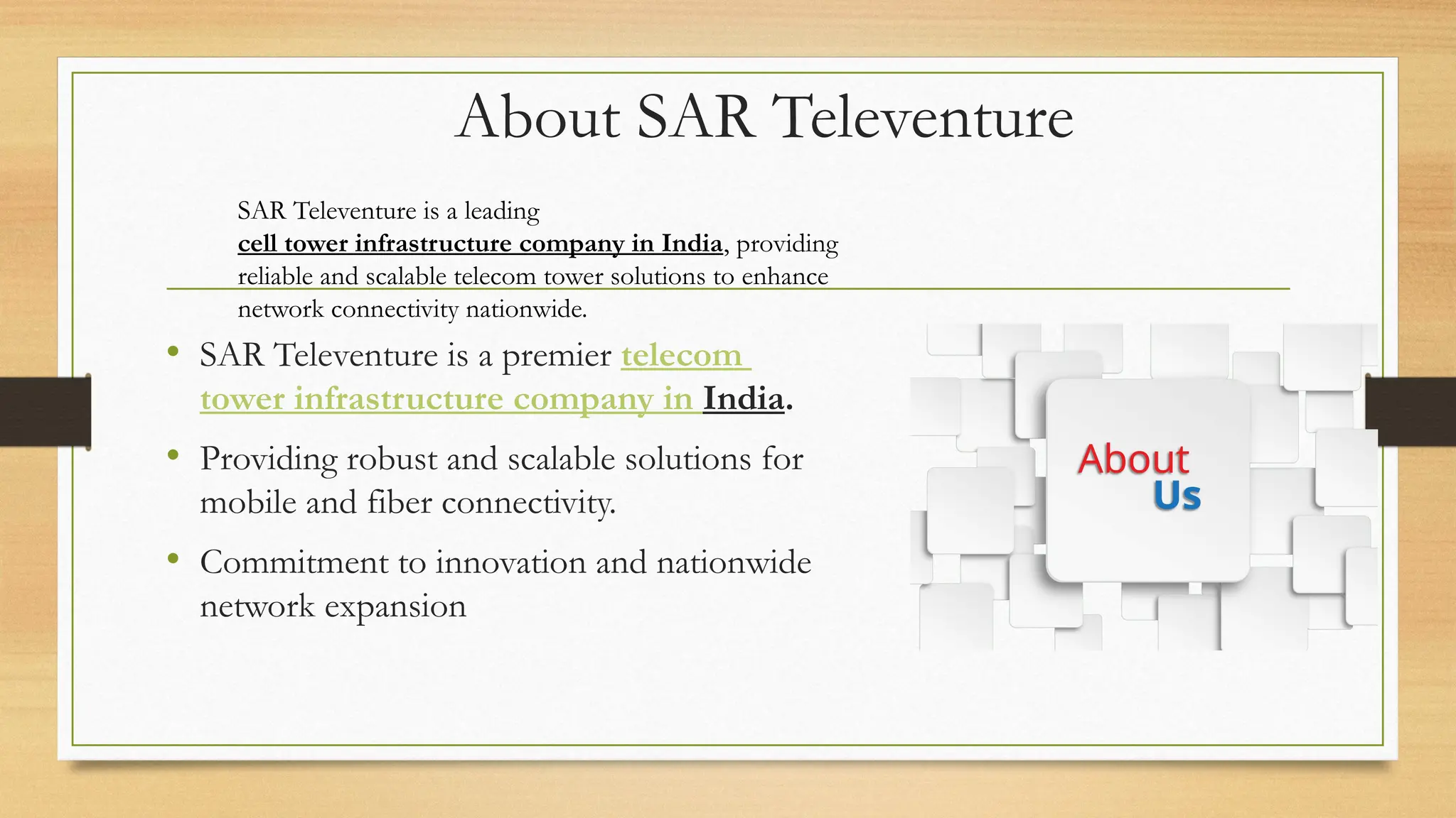SAR Televenture - Leading Telecom Tower & Infrastructure Solutions | PPTX