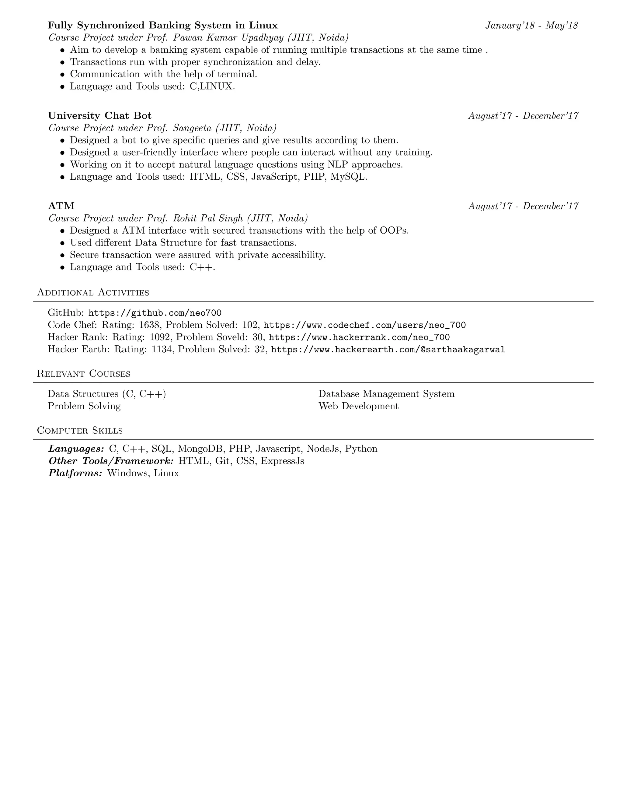 Sarthak Resume | PDF | Web Development | Internet