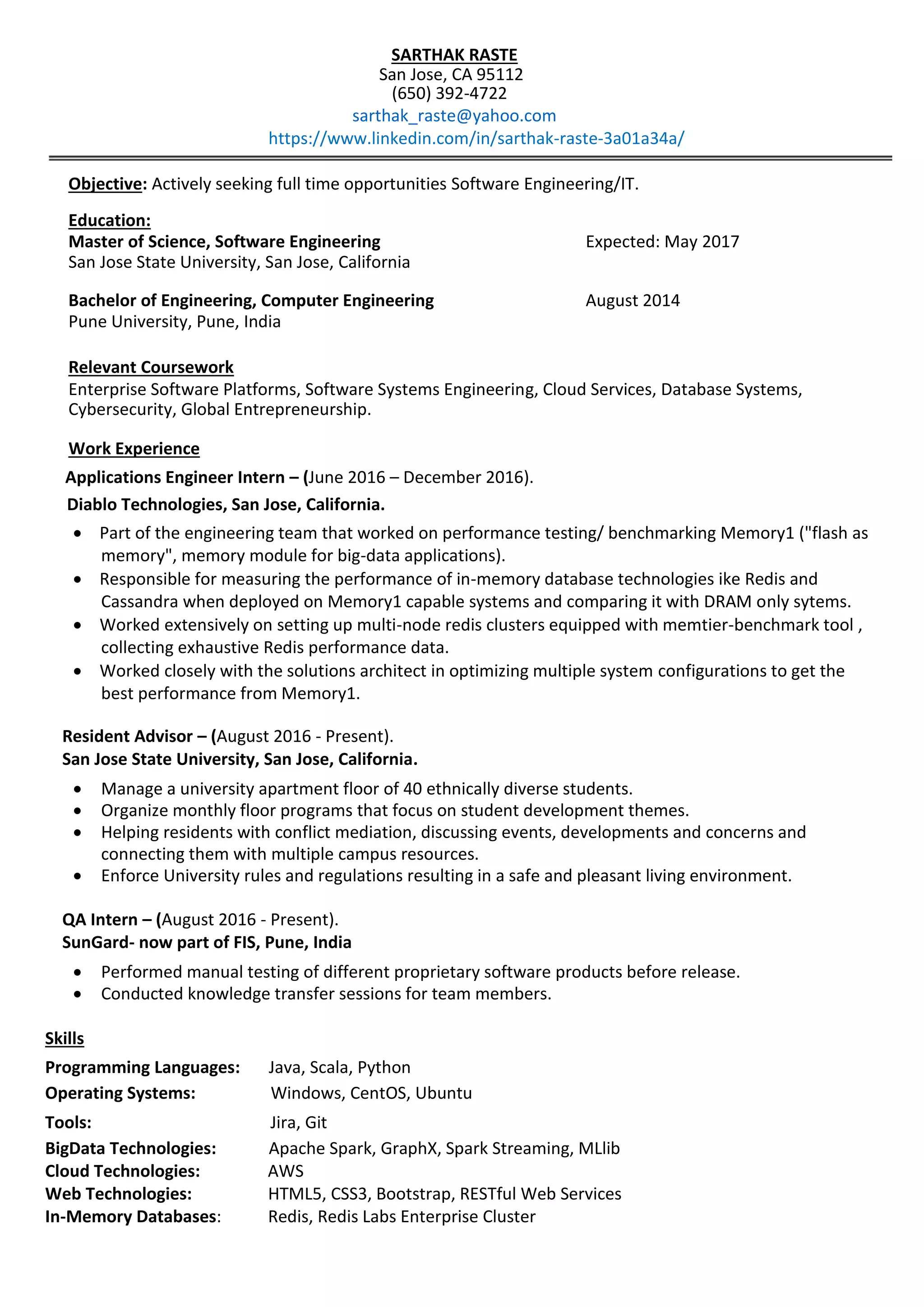 Sarthak Raste Resume | PDF
