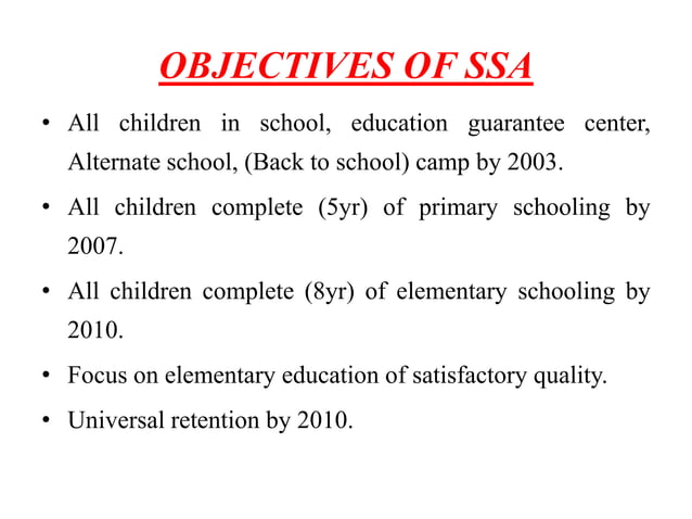 Sarva siksh abhiyan (ssa) | PPTX | Education industry | Industries
