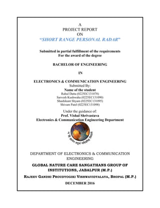 Minor Project Report on - short range personal 'RADAR'. | PDF
