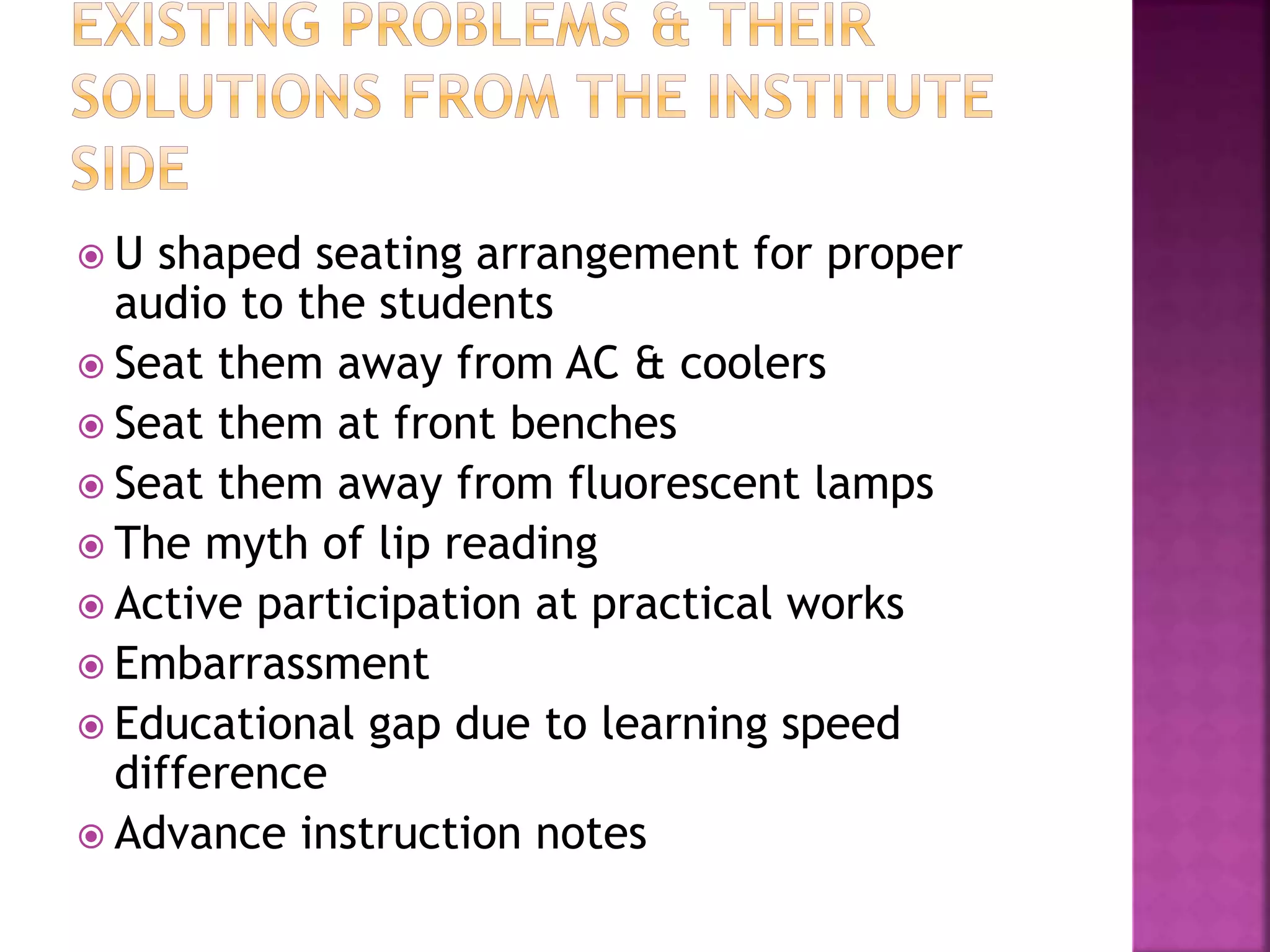 hearing impaired and learning disabled students | PPTX