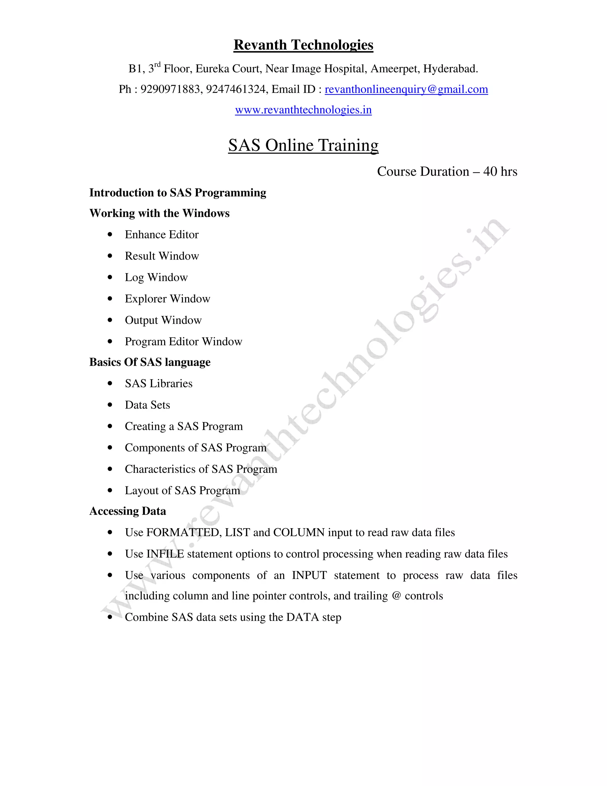 SAS Online Training | PDF | Programming Languages | Computing
