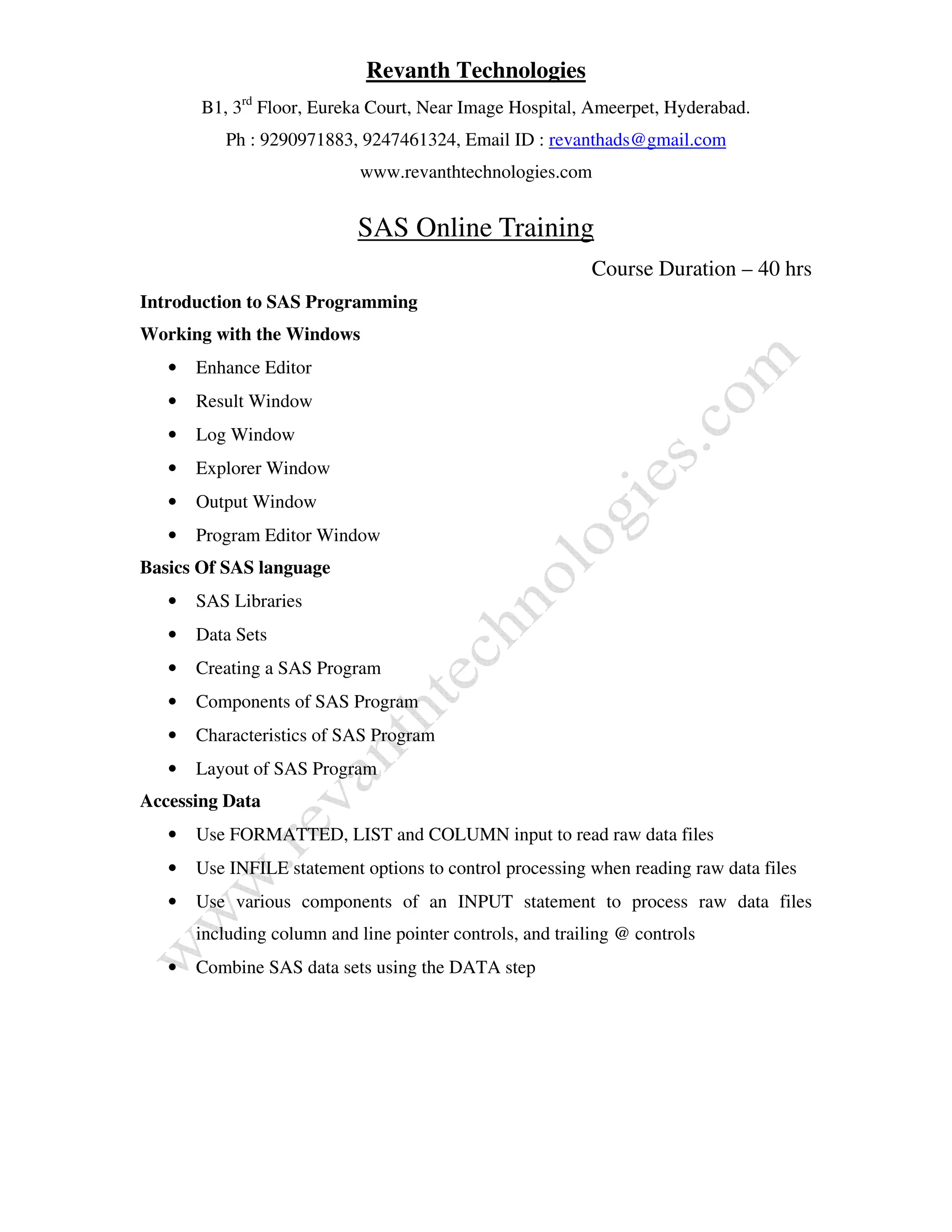 SAS Online Training | PDF | Programming Languages | Computing