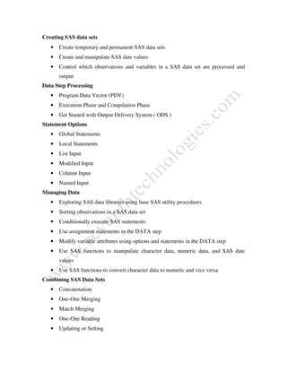 SAS Online Training | PDF | Programming Languages | Computing
