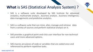 Sas statistical analysis system - Scope for B.Pharmcy & M.Pharmcy ...