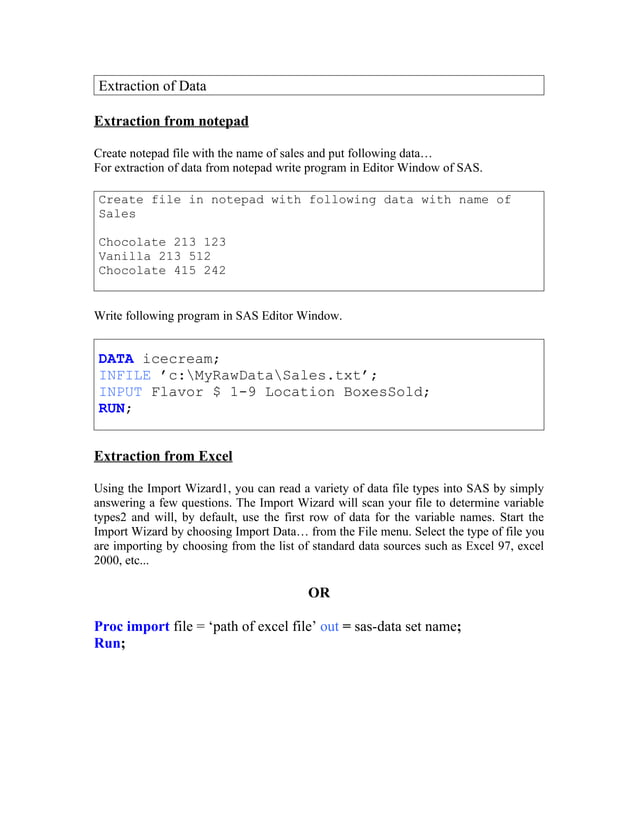 Introduction to SAS | PDF