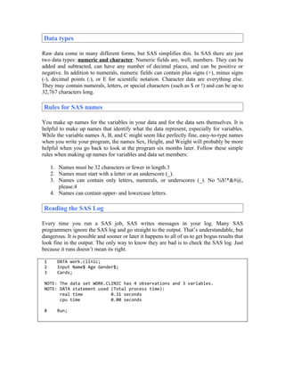 Introduction to SAS | PDF