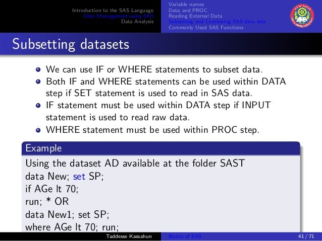 Basics Of Sas