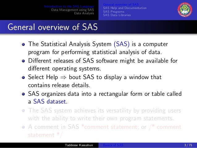 Basics of SAS