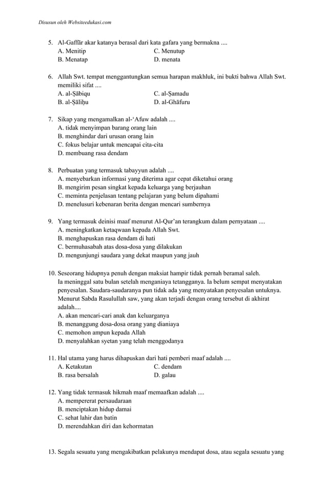 Sumatif Akhir Semester 1 Kelas VI - PAI.docx