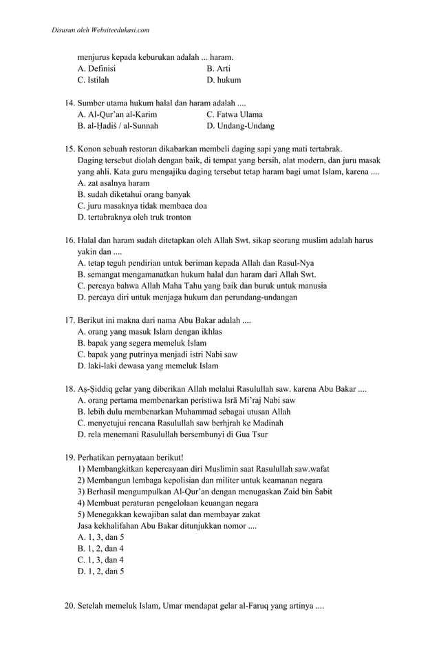 Sumatif Akhir Semester 1 Kelas VI - PAI.docx