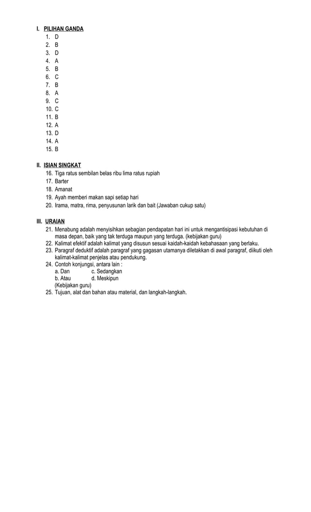 SAS 2 Kelas IV - Bhs Indonesia.doc soal ulangan asmeseter akhir kelas 4 | PDF
