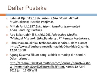 Sasaran akhlak; kepada diri sendiri | PPT