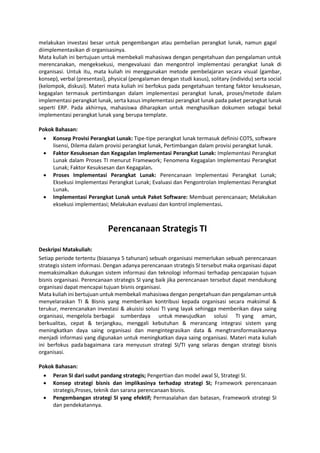 SASARAN MATA KULIAH PRODI SI Universitas | DOCX