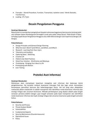 SASARAN MATA KULIAH PRODI SI Universitas | DOCX