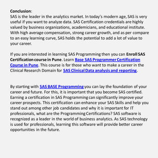 SAS Base Programming Certification course in Pune - Aspire Techsoft | PDF