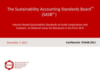 SASB Pitch Deck Dec 7 2011 | PPTX