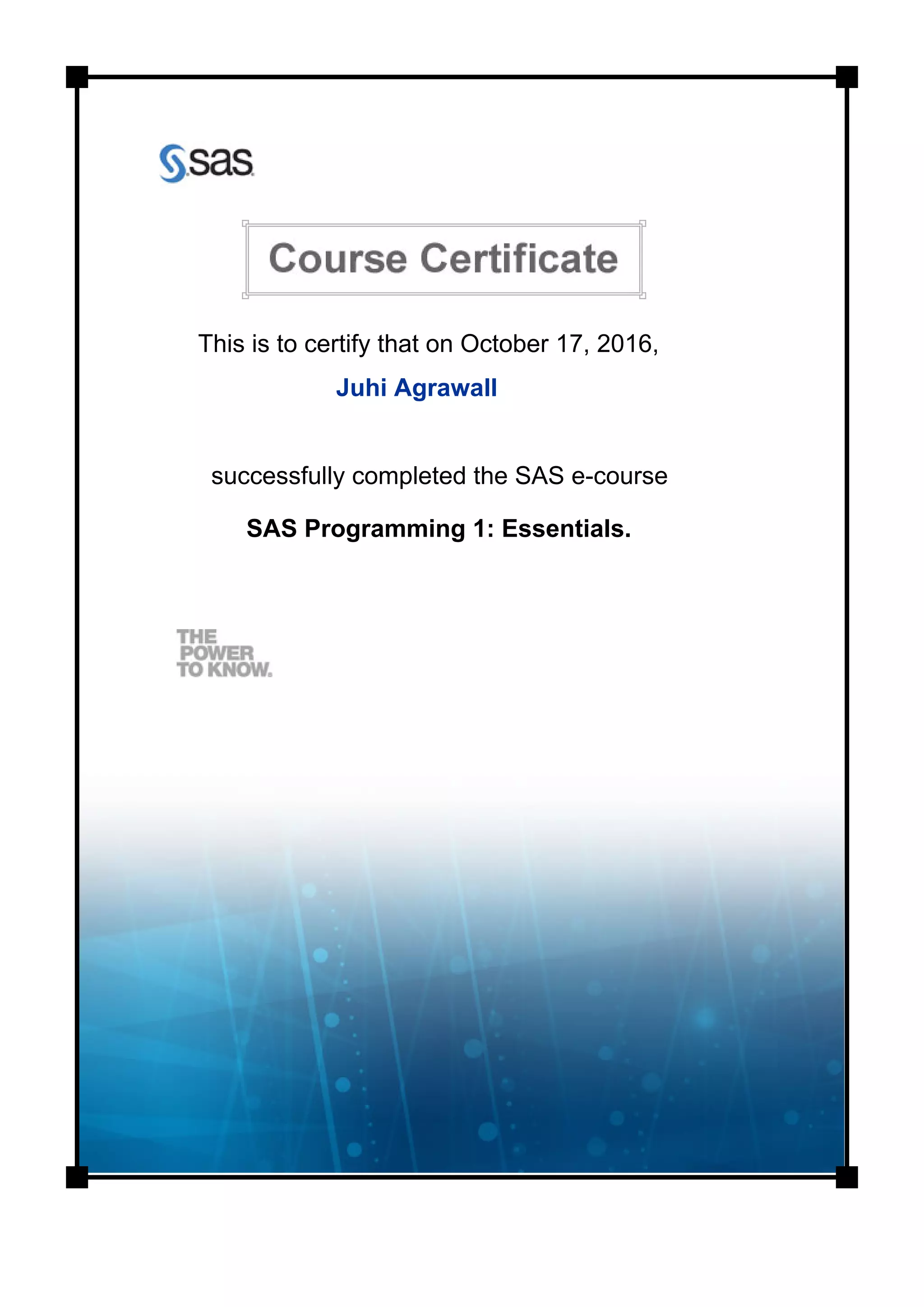 SAS certificate | PDF