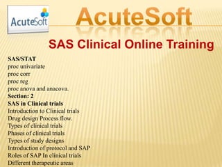 SAS CLINICAL ONLINE TRAINING | PPT