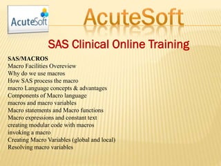 SAS CLINICAL ONLINE TRAINING | PPT