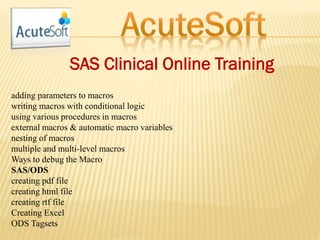 SAS CLINICAL ONLINE TRAINING | PPT