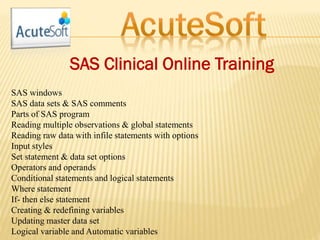 SAS CLINICAL ONLINE TRAINING | PPT
