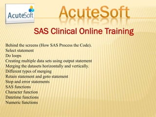 SAS CLINICAL ONLINE TRAINING | PPT