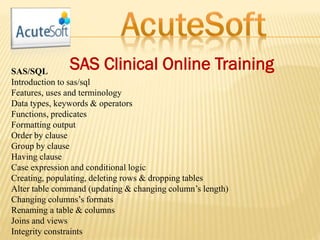 SAS CLINICAL ONLINE TRAINING | PPT