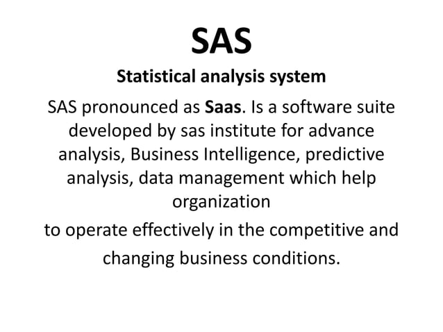 Sas Statistical Analysis System | PPT