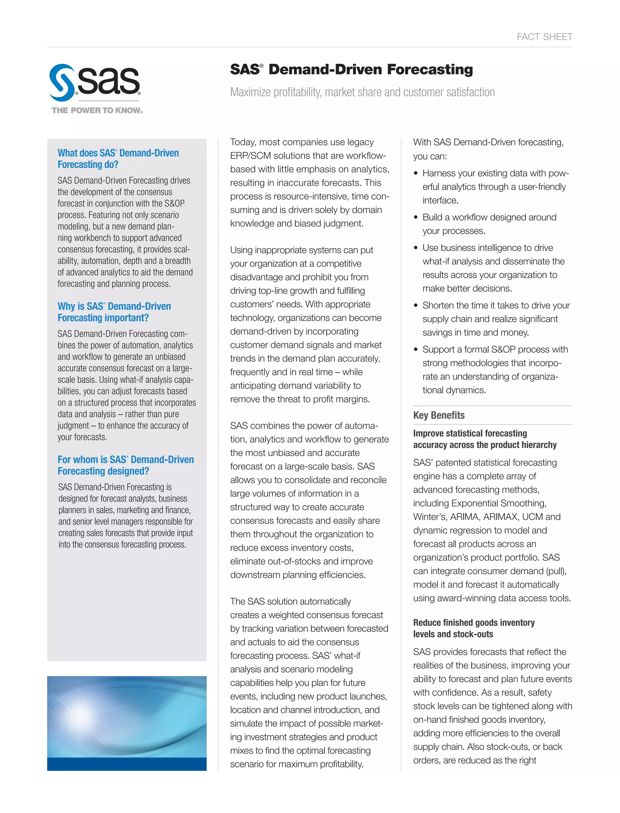 Sas Demand Driven Forecasting Factsheet | PDF