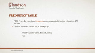 SAS Frequency Table | PPTX | Technology & Computing