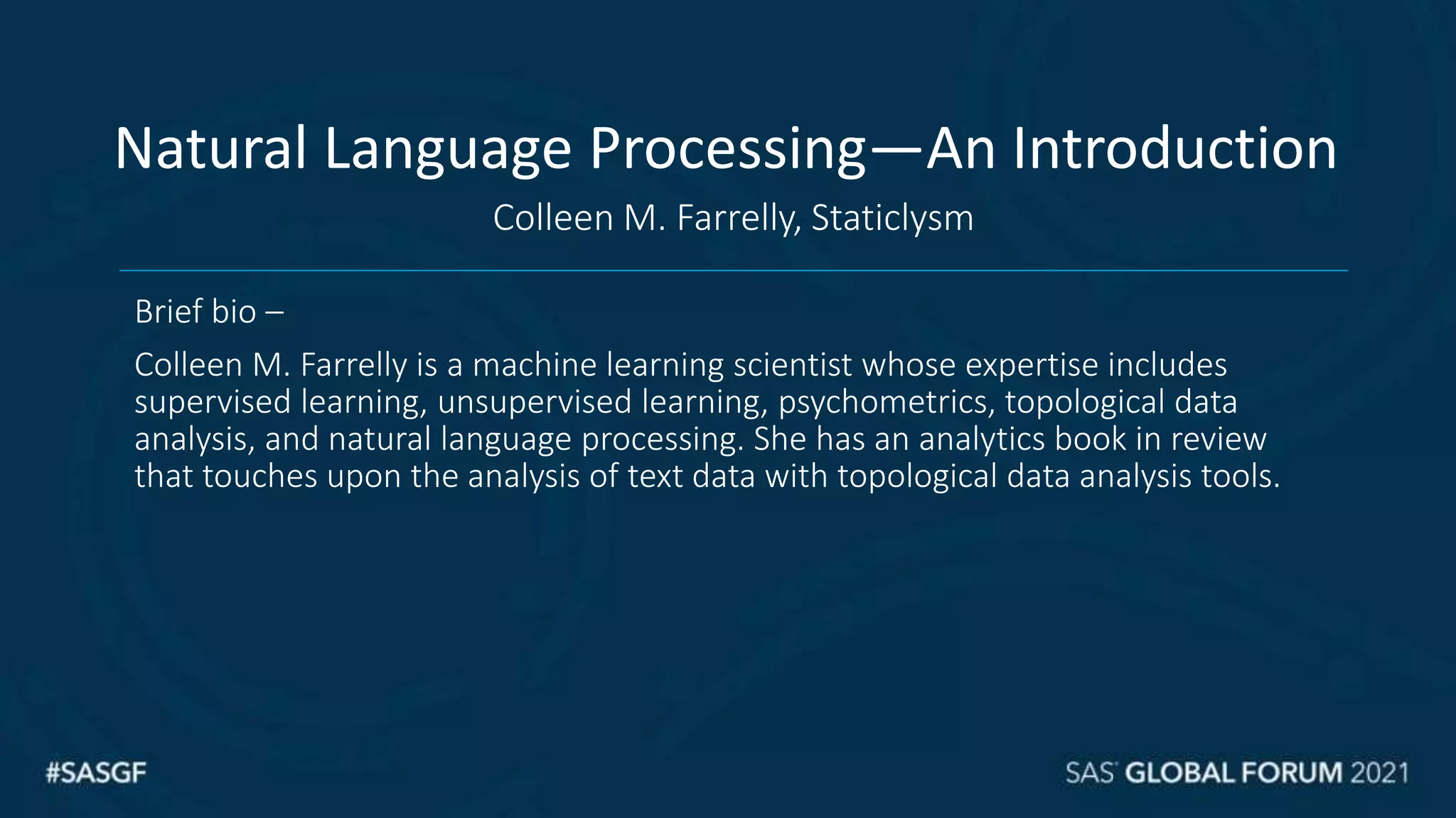 SAS Global 2021 Introduction to Natural Language Processing | PPT