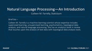 SAS Global 2021 Introduction to Natural Language Processing | PPT