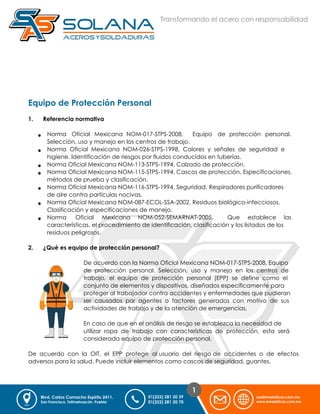 GUIA DE SEGURIDAD EQUIPO DE PROTECCION PERSONAL | PDF