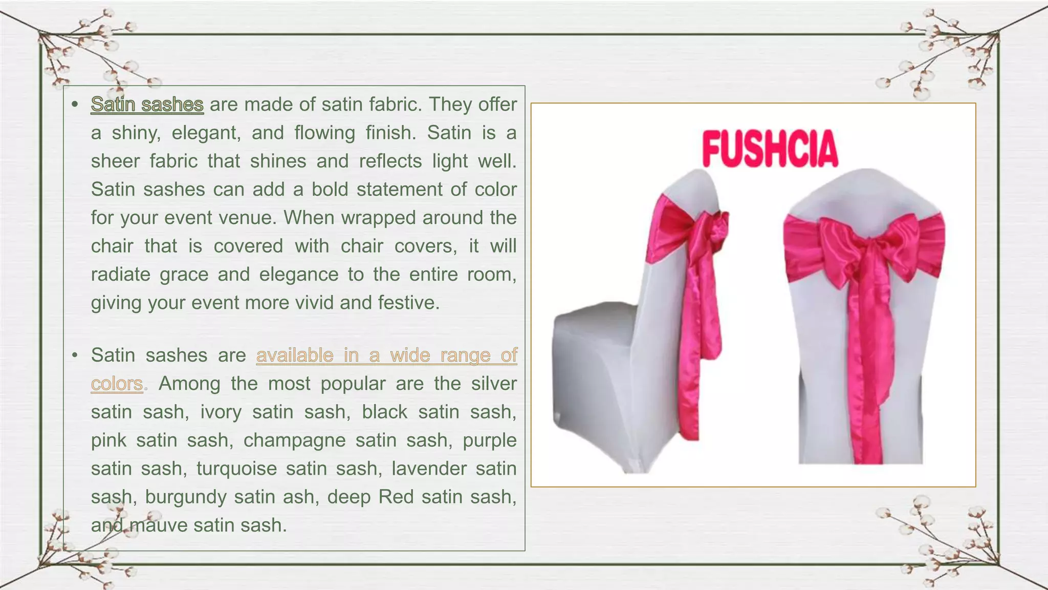 Sash up your event with different types of chair sashes | PPT