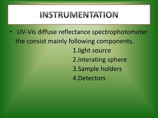 UV VISIBLE REFLECTANCESPECTROSCOPY AND APPLICATION | PPTX
