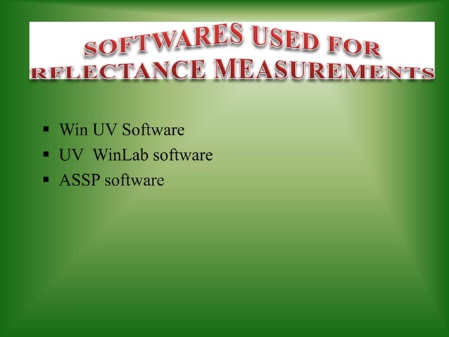 UV VISIBLE REFLECTANCESPECTROSCOPY AND APPLICATION | PPTX