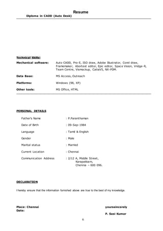 Sasikumar resume | DOCX