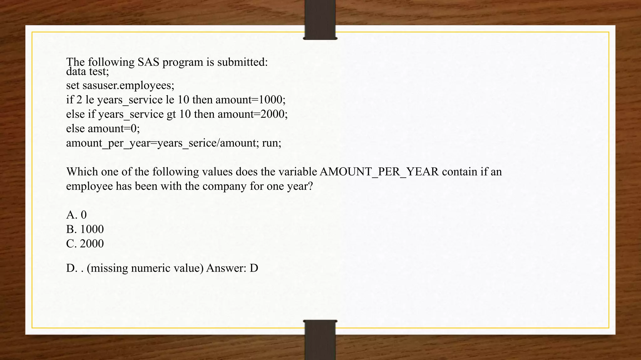 Sas interview practice question with answers | PPTX