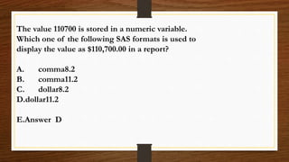 Sas interview practice question with answers | PPTX